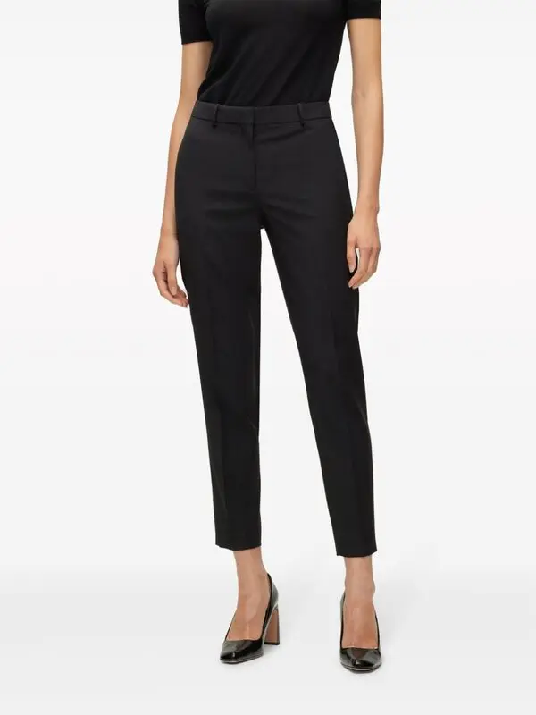 BOSS Virgin Wool Cropped Trousers - Black