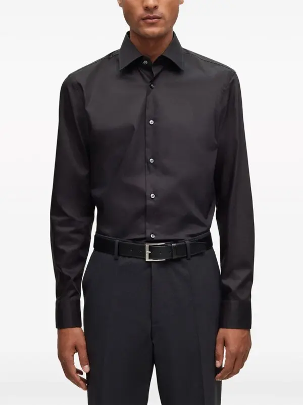 BOSS Long-sleeve Cotton Shirt - Black