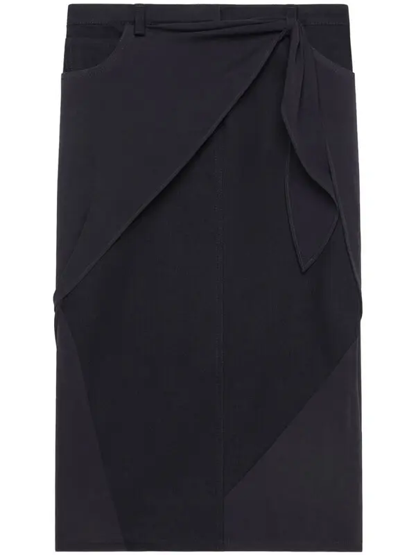 COURREGES Draped Denim Skirt - Black