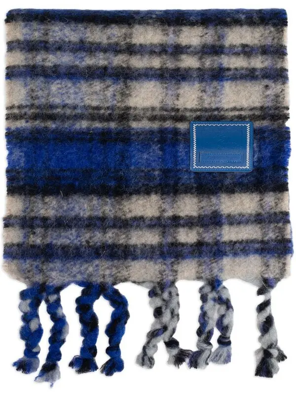 ADER ERROR Logo-patch Check-pattern Scarf - Blue
