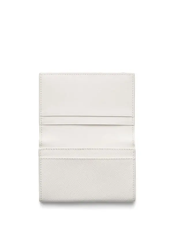 Prada Triangle-logo Leather Card Holder - White