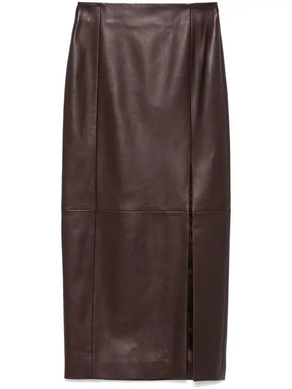Kiton Leather Midi Skirt