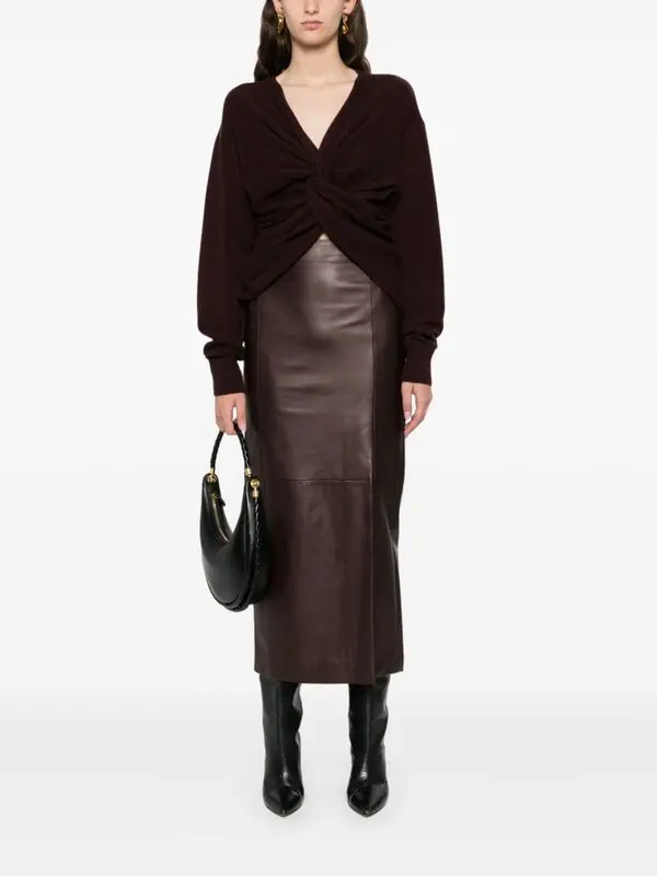 Kiton Leather Midi Skirt