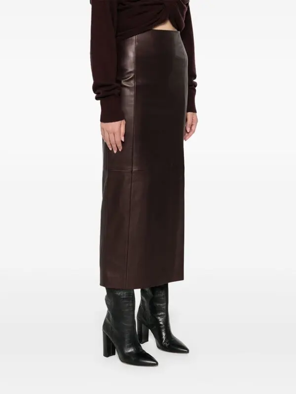 Kiton Leather Midi Skirt