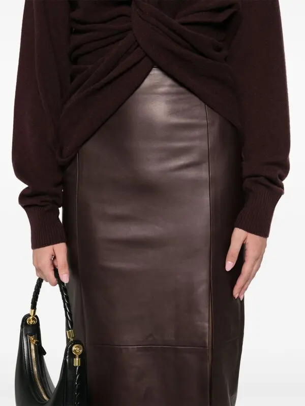 Kiton Leather Midi Skirt