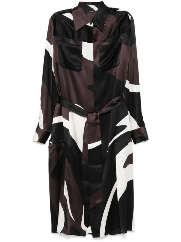 Kiton Printed Silk Midi Shirt Dress