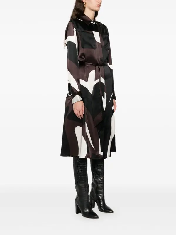 Kiton Printed Silk Midi Shirt Dress