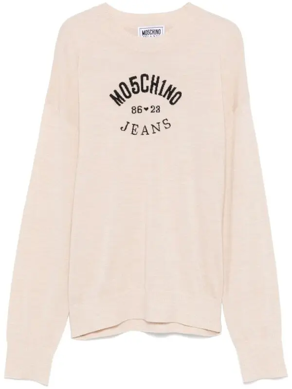 Moschino Intarsia-logo Sweater - Neutrals