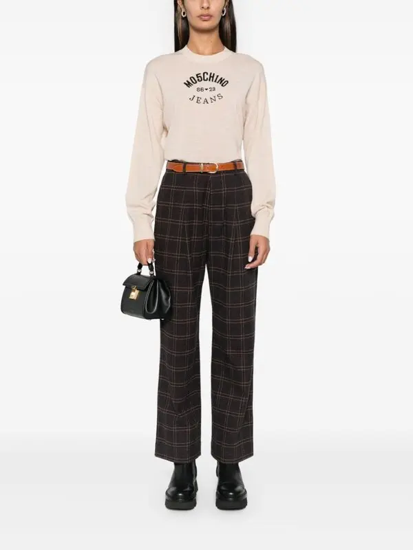 Moschino Intarsia-logo Sweater - Neutrals