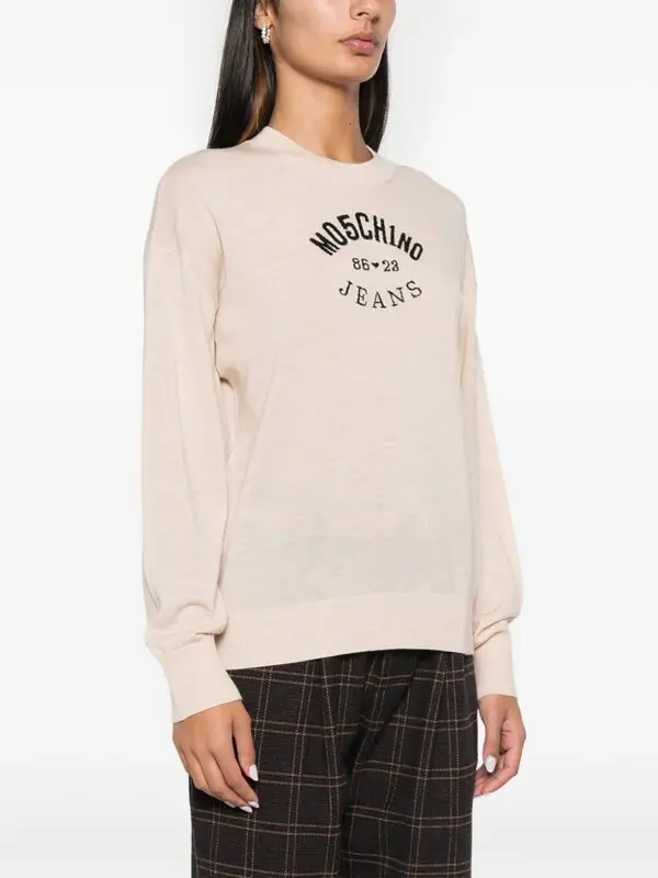 Moschino Intarsia-logo Sweater - Neutrals