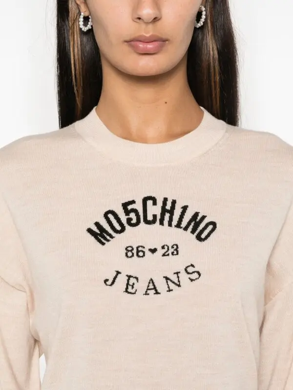 Moschino Intarsia-logo Sweater - Neutrals