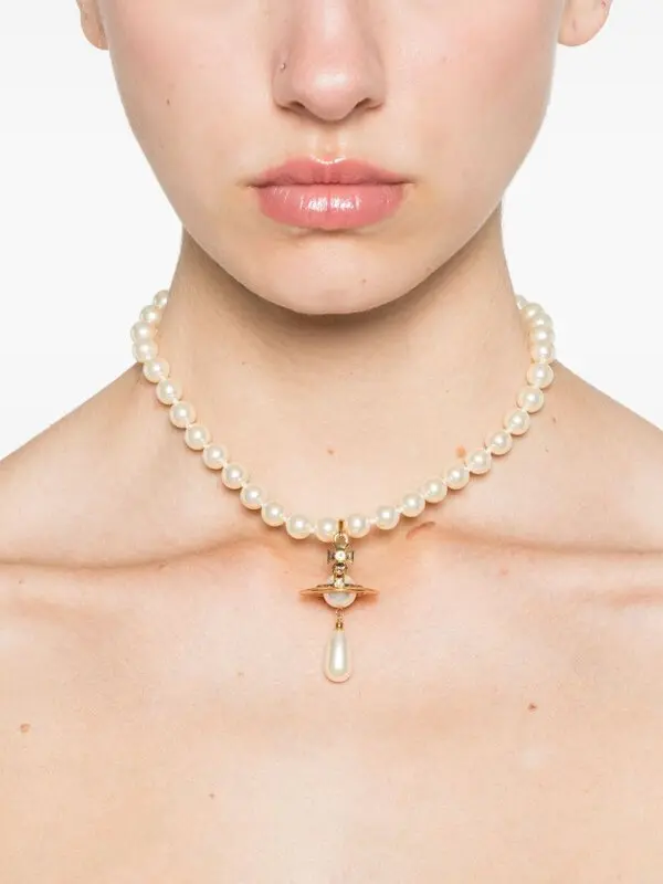 VIVIENNE WESTWOOD One Row Pearl Drop Choker - Gold