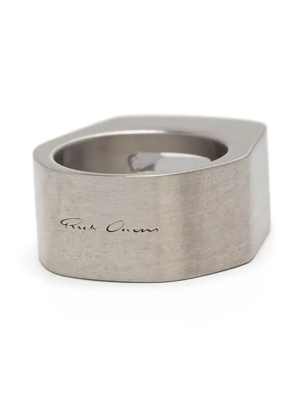 Rick Owens Chunky Beveled Ring - Silver