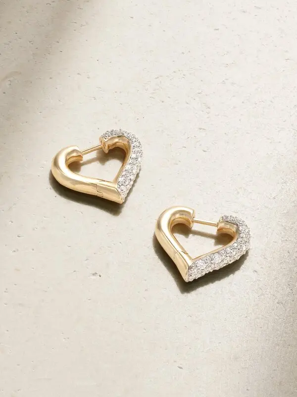 LUCY DELIUS Baby Chubby Love Diamond Hoop Earrings - Gold