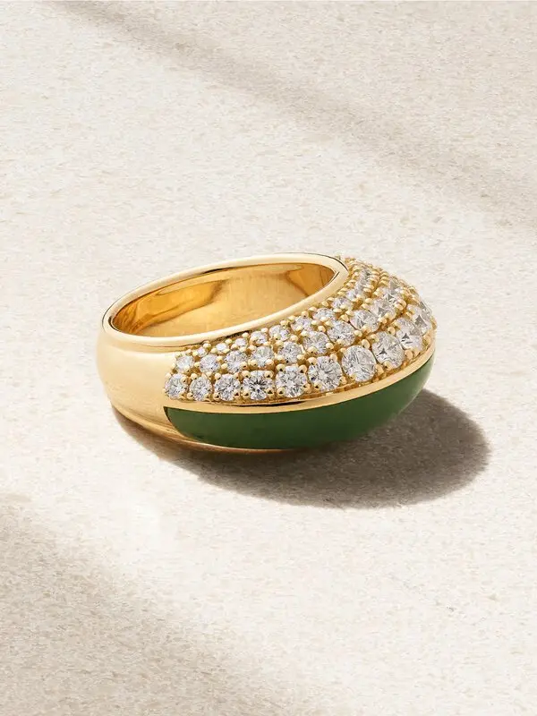 Fernando Jorge Fluid Diamond And Jade Ring - Gold