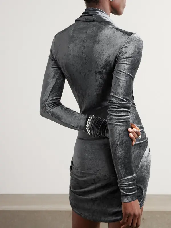 Rick Owens Magnetic Twisted Crushed-Velvet Mini Dress In Gray - 60% Off |  Editorialist