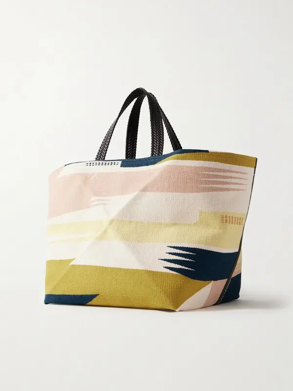 Loewe Puzzle Fold Xl Leather-Trimmed Canvas-Jacquard Tote - Multi