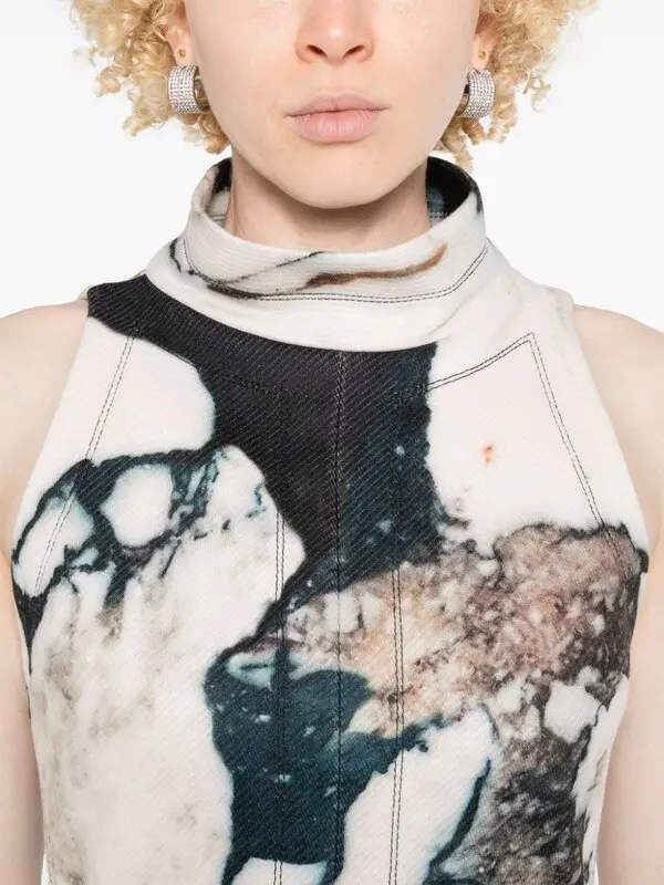 Roberto Cavalli Marble Print Mini Dress