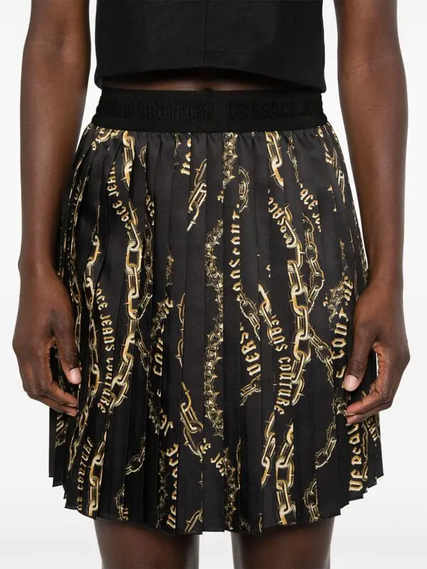 Versace Chain Couture-print Pleated Skirt