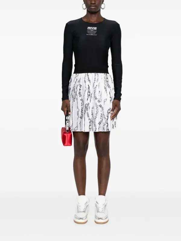 Versace Chain Couture-print Pleated Mini Skirt - White