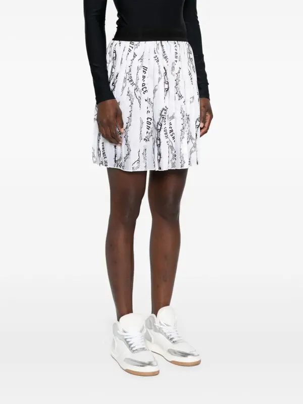 Versace Chain Couture-print Pleated Mini Skirt - White
