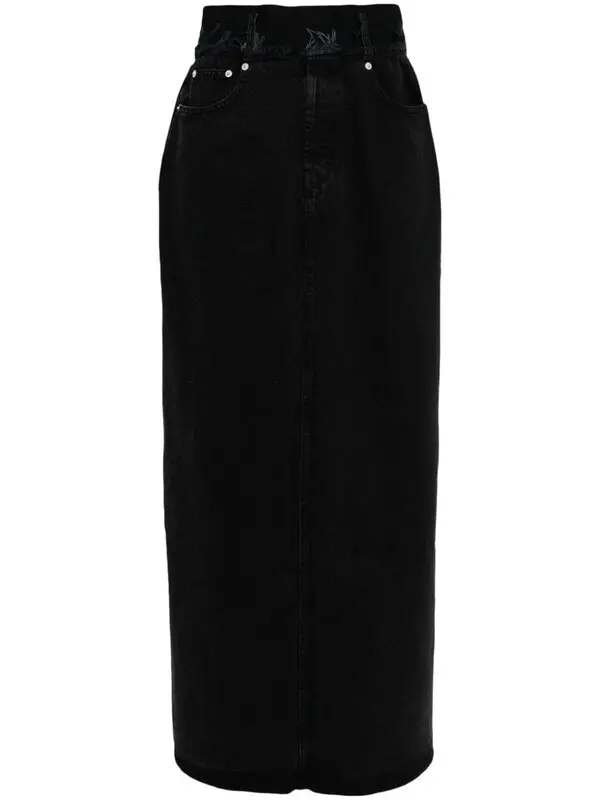 ALAINPAUL Front-slit Denim Maxi Skirt