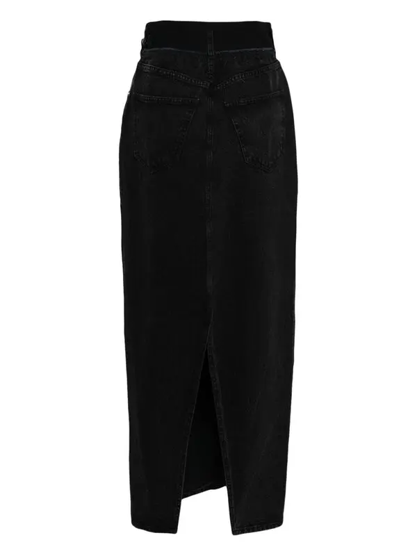 ALAINPAUL Front-slit Denim Maxi Skirt
