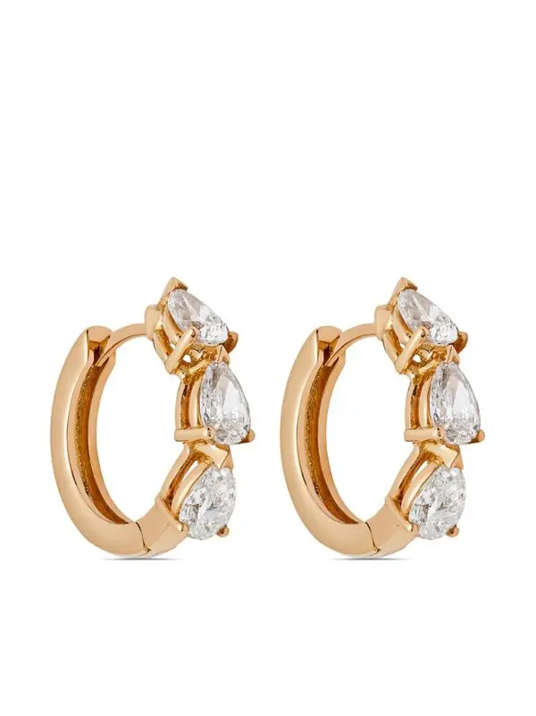 JEWELS AFICIONADO 18kt Rose Gold Diamond Huggie Earrings - Pink