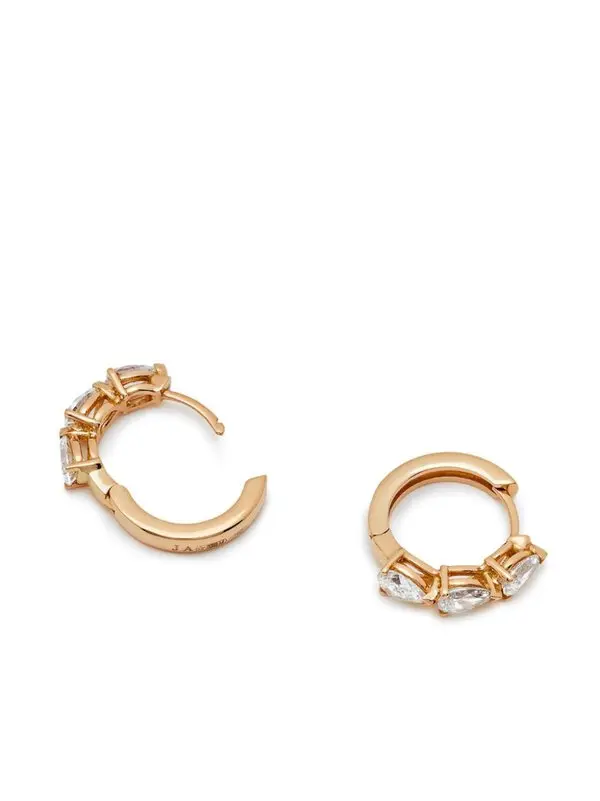 JEWELS AFICIONADO 18kt Rose Gold Diamond Huggie Earrings - Pink