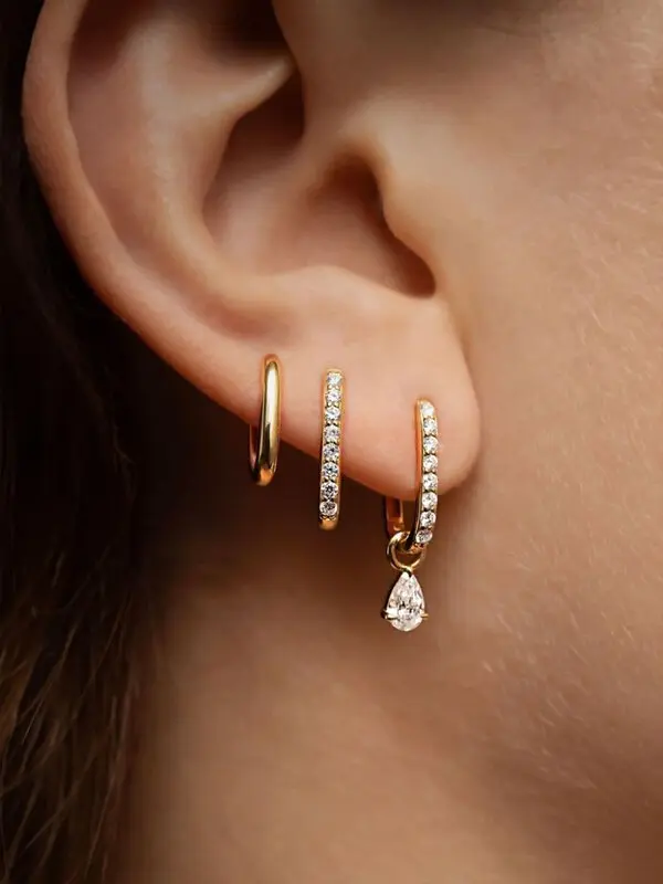 LOEV 14kt Recycled Yellow Allday Diamond Hoop Earrings - Gold