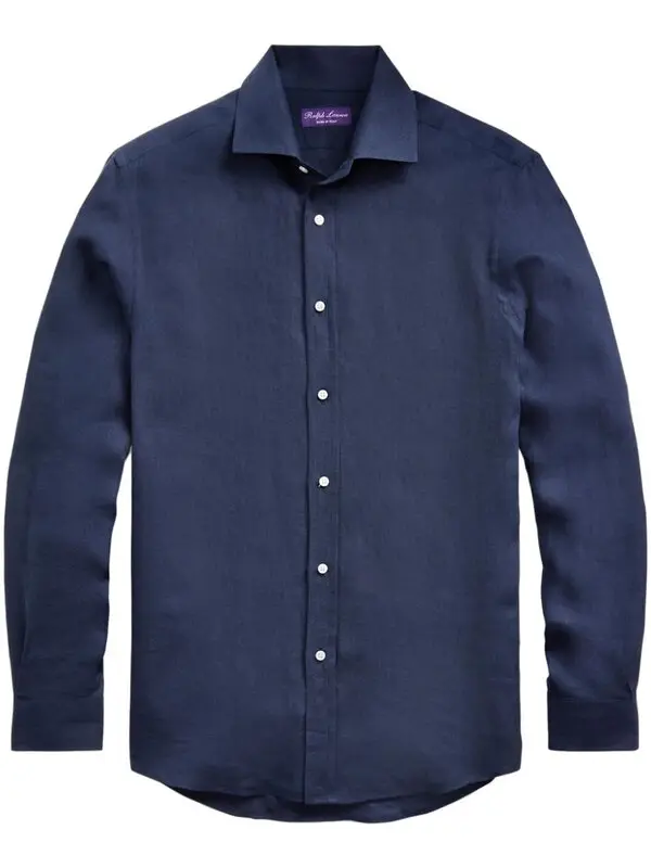 Ralph Lauren Classic-collar Linen Shirt - Blue