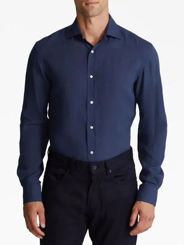 Ralph Lauren Purple Label Classic-collar Linen Shirt - Blue