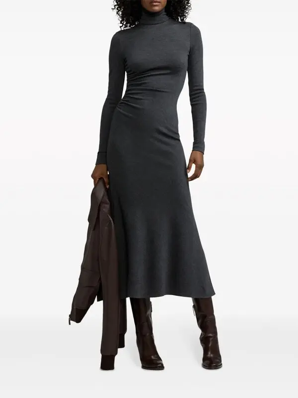 Ralph Lauren Soft Jersey Long-Sleeve Dress - Grey | Editorialist