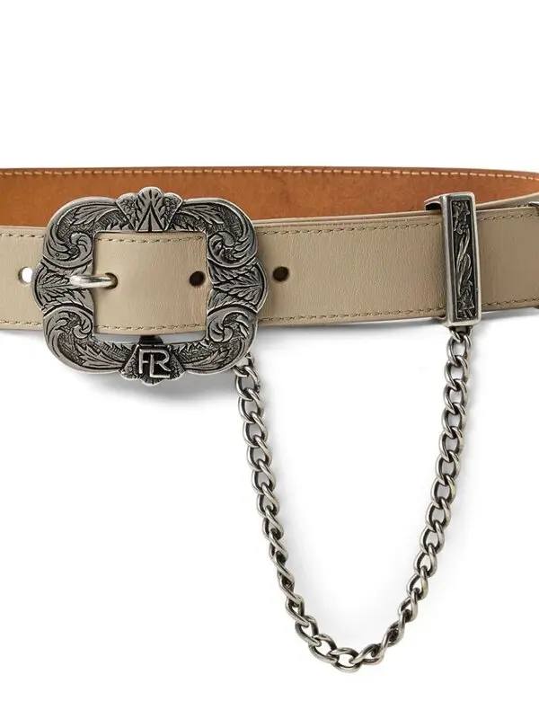Ralph Lauren Logo-Buckle Leather Belt - Neutrals | Editorialist display picture 3