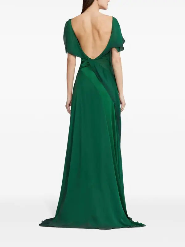 ralph lauren silk georgette dress Lauren Ralph Lauren Women's Print Ruffle-Trim Crinkle Georgette Gown