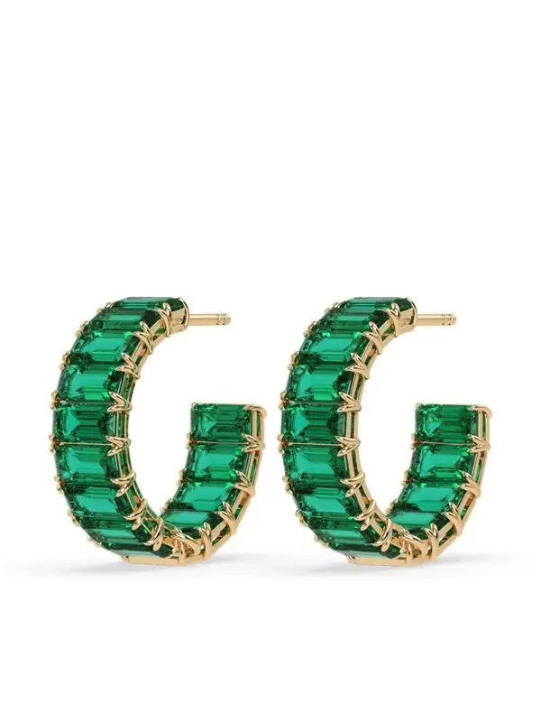 VEYNOU 14kt Recycled Yellow Eternity Emerald Hoop Earrings - Gold
