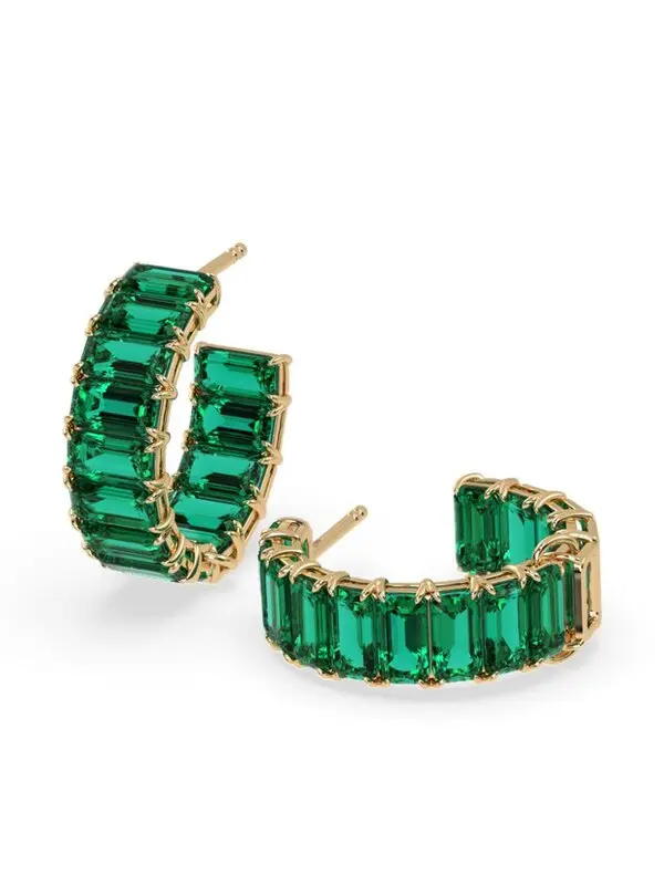 VEYNOU 14kt Recycled Yellow Eternity Emerald Hoop Earrings