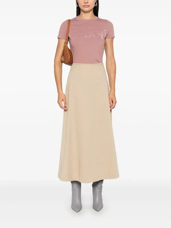 Chloé Flocked-logo T-shirt - Pink