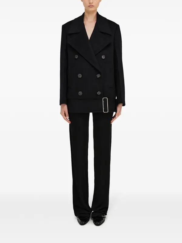 FERRAGAMO Brushed-finish Pea Coat - Black