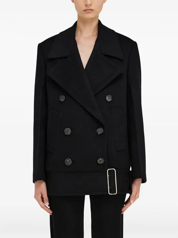 FERRAGAMO Brushed-finish Pea Coat - Black