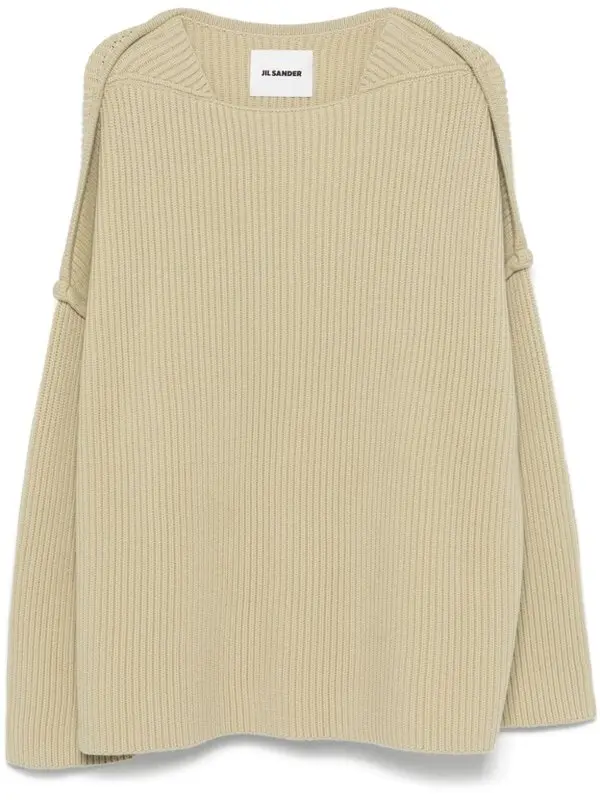 JIL SANDER Ribbed Wool Sweater - Green