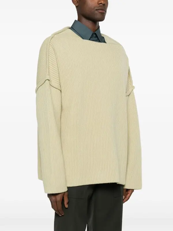 JIL SANDER Ribbed Wool Sweater - Green