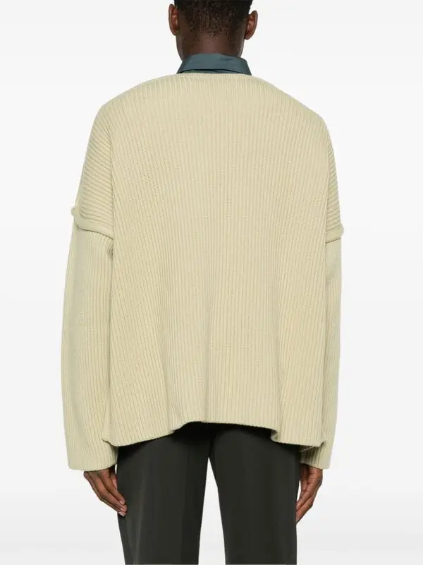 JIL SANDER Ribbed Wool Sweater - Green