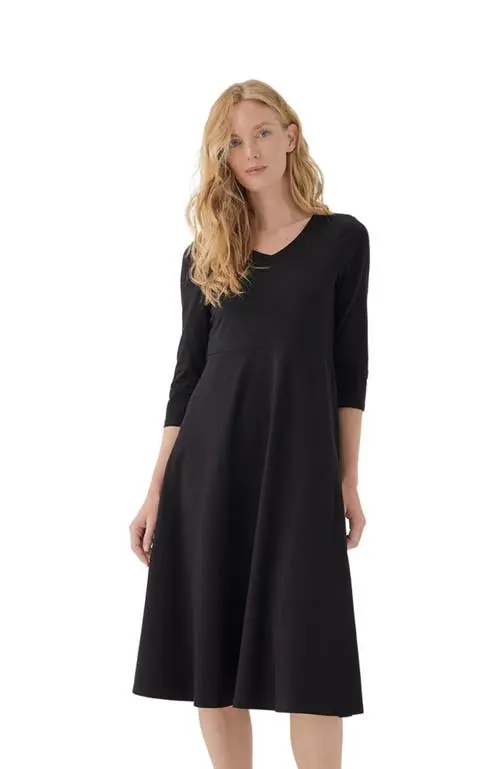 slim fit dress slacks Zip Front Fit and Flare Black Work Dress main image 1