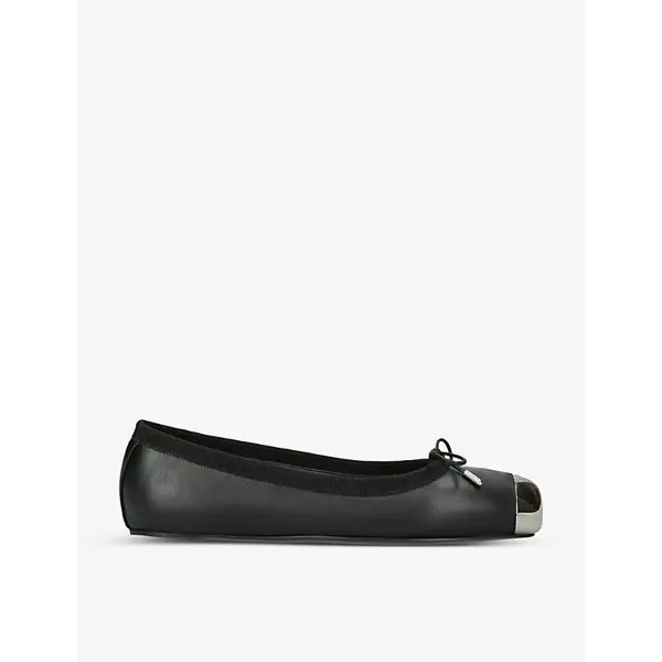 Alexander McQueen Metal-toecap Leather Ballet Flats - Black/comb