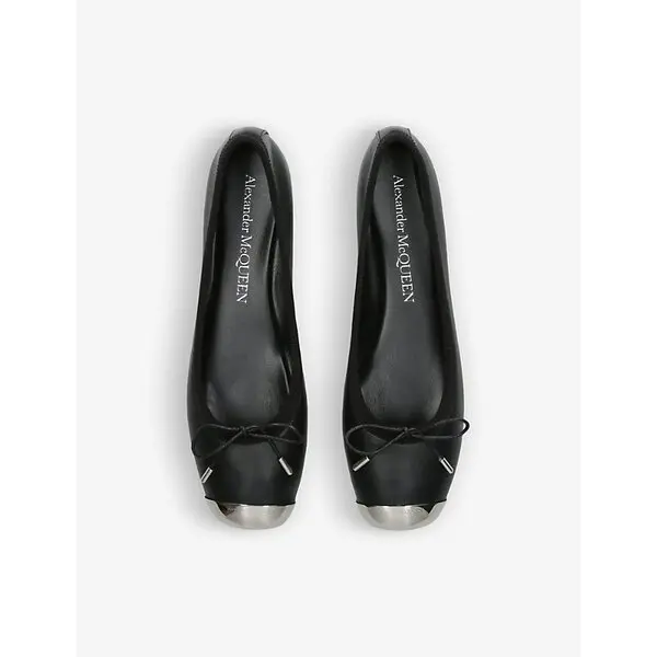 Alexander McQueen Metal-toecap Leather Ballet Flats - Black/comb