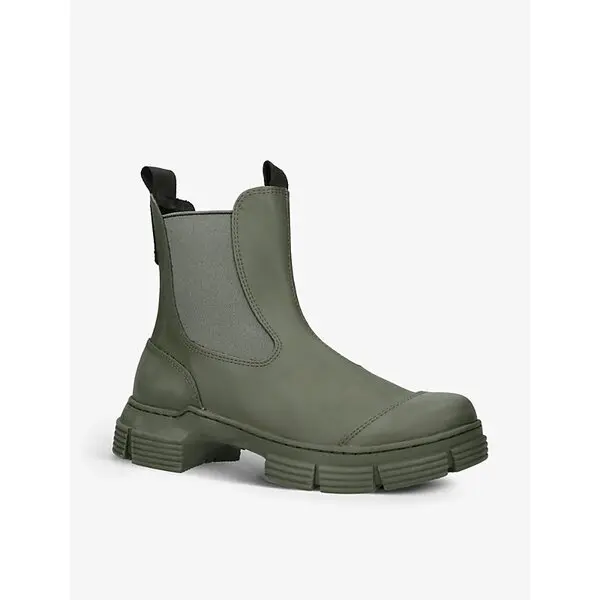 GANNI City Recycled Rubber-blend Chelsea Boots - Khaki