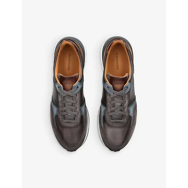 Magnanni Xl Grafton Leather And Suede Low-top Trainers - Grey/other