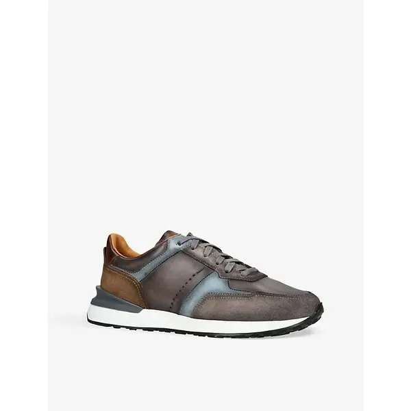 Magnanni Xl Grafton Leather And Suede Low-top Trainers - Grey/other