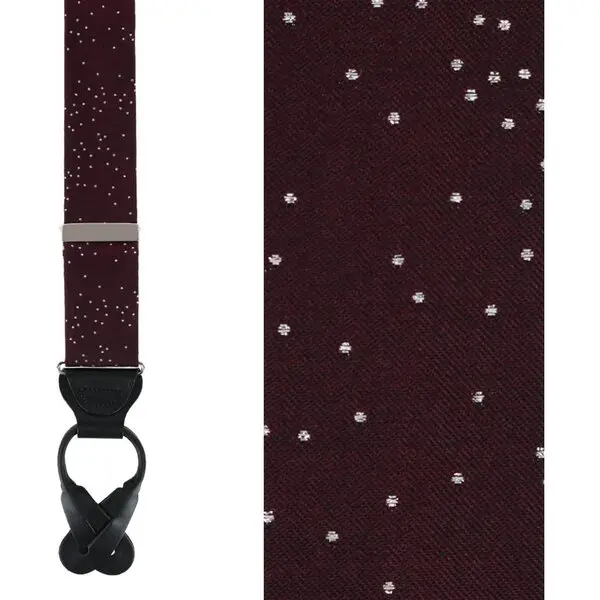 Trafalgar Mystere Metallic Polka Dot Silk Button End Suspenders - Red